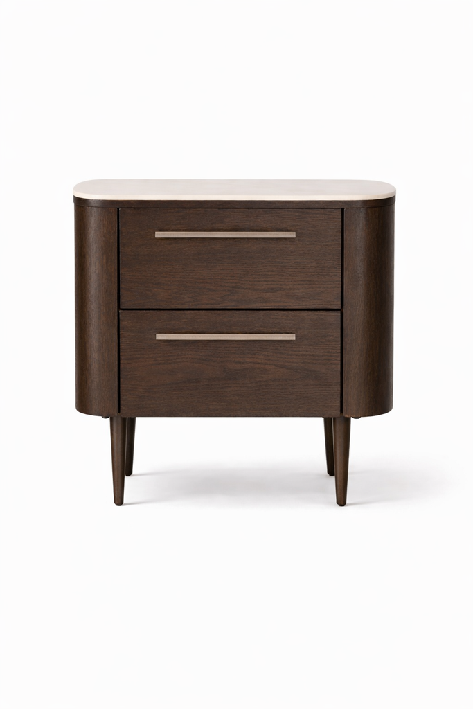 Noir Curved Bedside Table – Native Decor