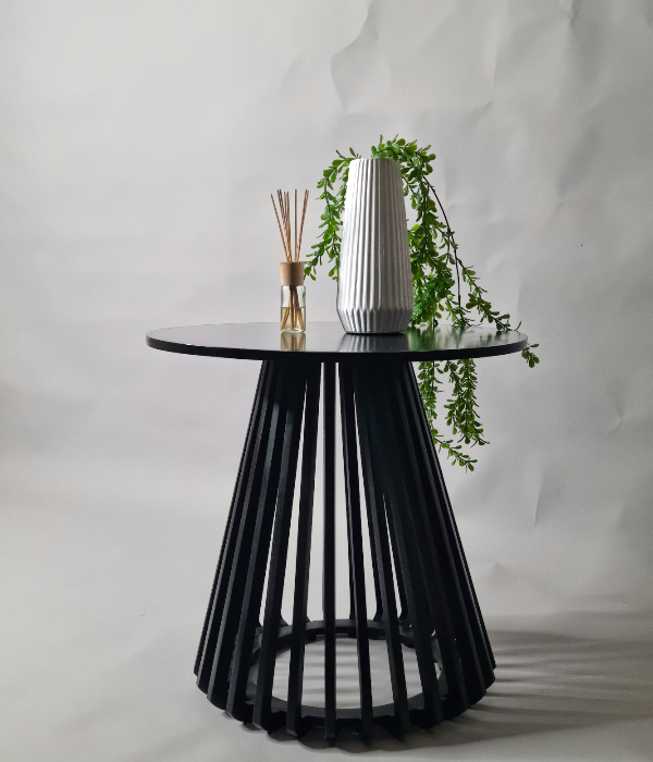 Birch Ribbed Side Table - Black – Native Decor