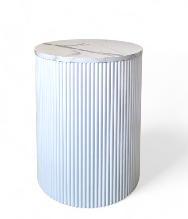 Fluted Marble Storage Side Table – Native Decor