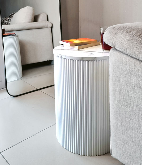 Fluted Marble Storage Side Table – Native Decor